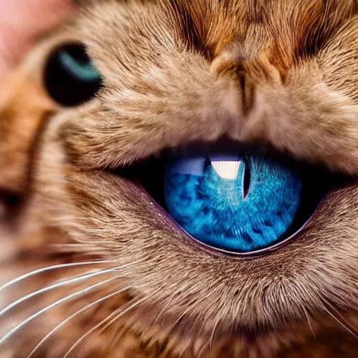 a curious cat staring at a fish eye lens camera on the | Stable ...