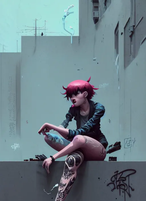 highly detailed matte painting, of punk girl sitting | Stable Diffusion ...
