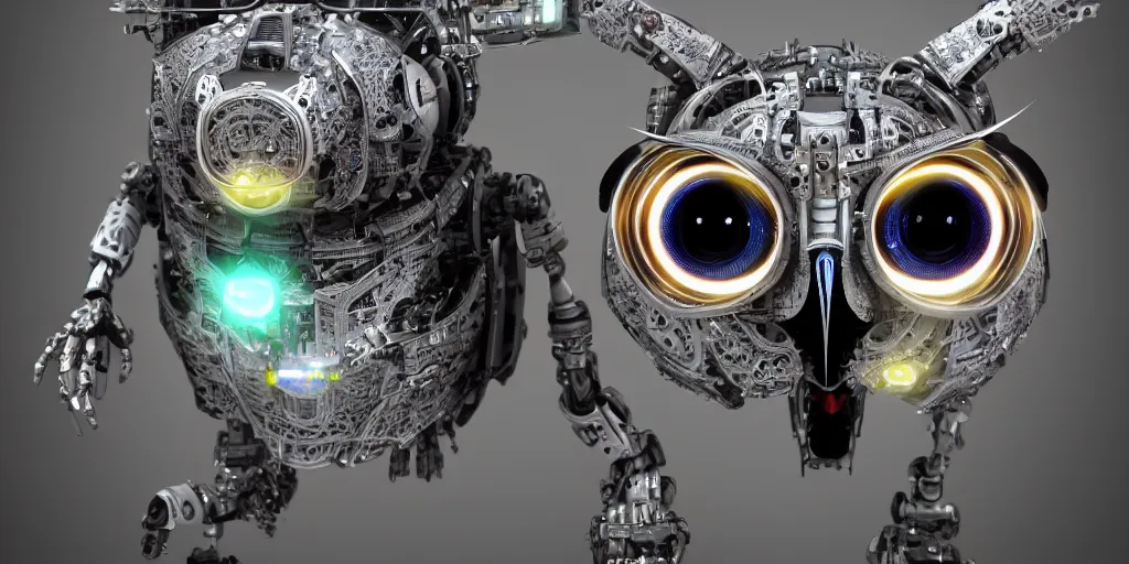 a robot mechanical owl with killer laser eyes. this 4 | Stable ...