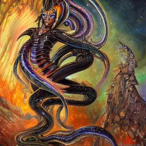 a shiny black hr geiger xenomorph fairy princess by | Stable Diffusion ...