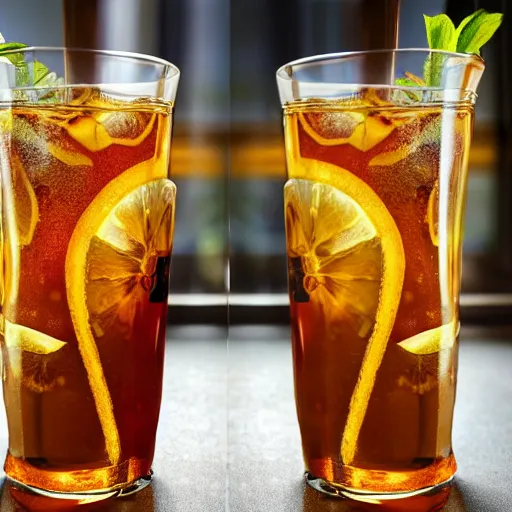 ice - t, tall iced tea glass, by alfons mucha, golden | Stable ...