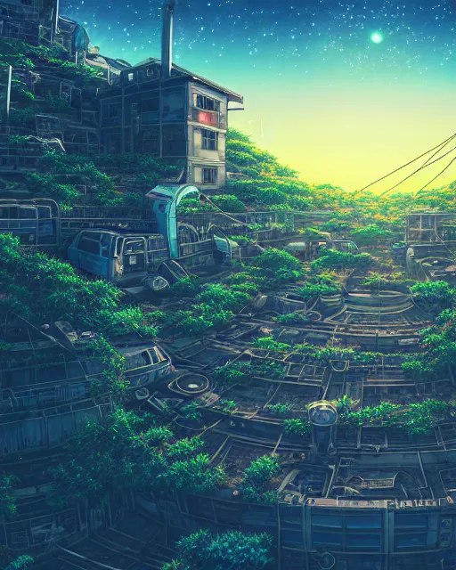 a beautiful detailed anime illustration of urbex city | Stable ...