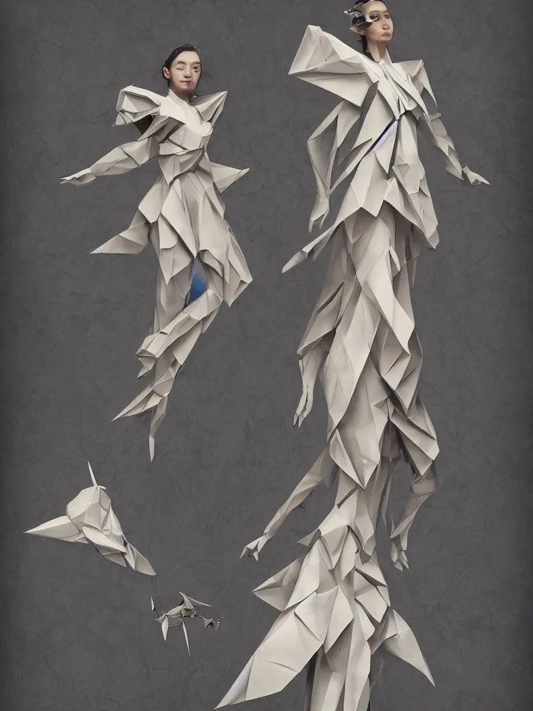 3 / 4 view of a beautiful girl wearing an origami | Stable Diffusion ...