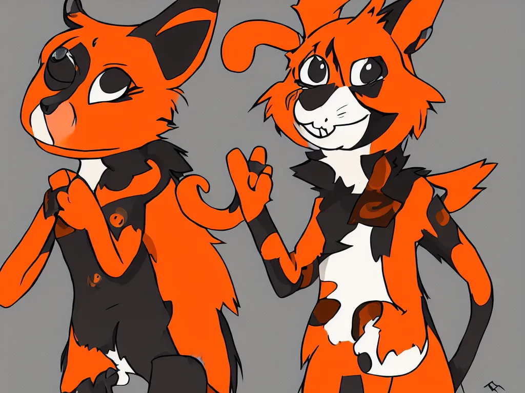 Anthropomorphic orange and black ringtail character, | Stable Diffusion ...