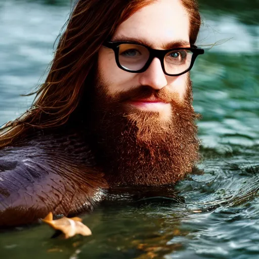 a photo of a handsome guy with chestnut hair long hair | Stable ...