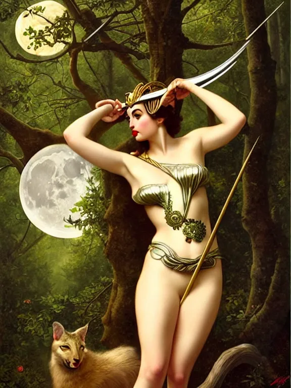 Ana de armas as Artemis the Greek goddess of the hunt, | Stable Diffusion