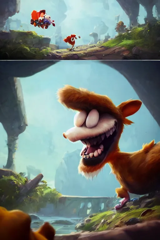 a cartoony dog, in the style of Rayman origins, | Stable Diffusion ...