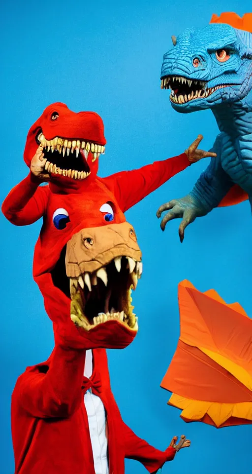 wallpaper of obama in a dinosaur costume cheering | Stable Diffusion ...