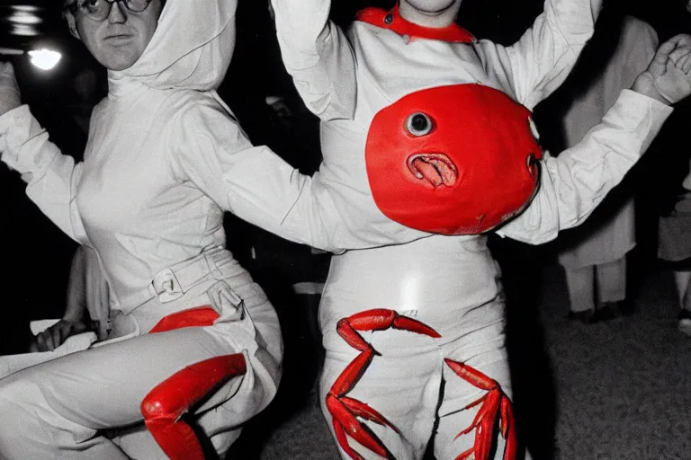 cosplayer dressed like a crab, in 1 9 8 5, at a crab | Stable Diffusion ...