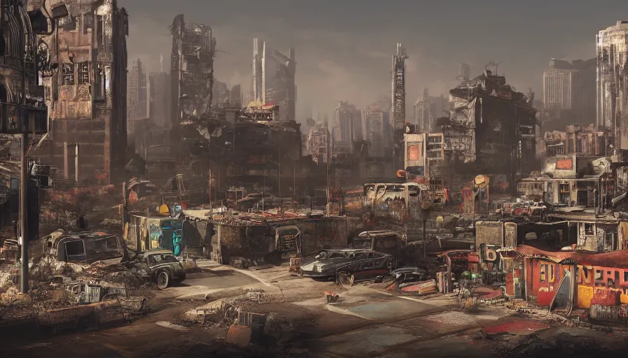 fallout vault city concept art, black background, | Stable Diffusion