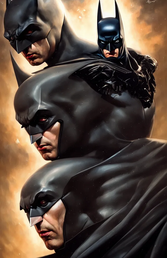 a portrait of batman standing with the batmobile by | Stable Diffusion ...