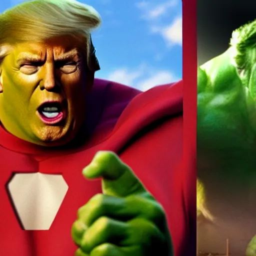 donald trump as the hulk, superhero movie still, 4 k | Stable Diffusion ...