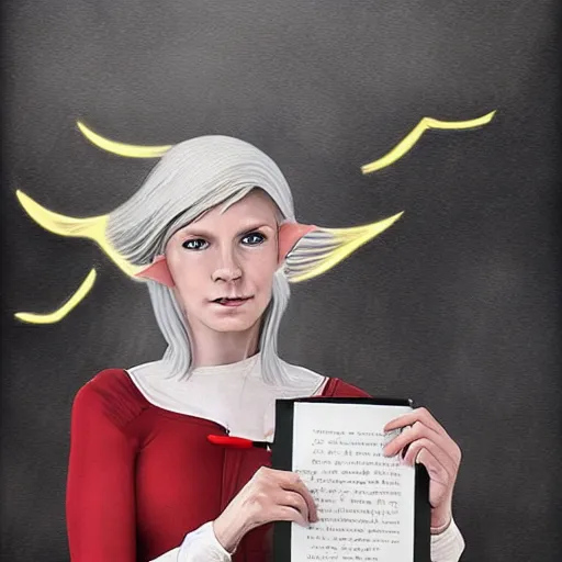An old female elf holding a scroll, storm background, | Stable ...