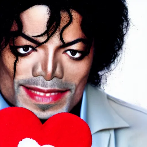 photography of michael jackson holding a plush heart, | Stable ...