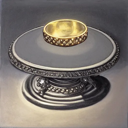 in the center lays an ancient chromed artifact in the | Stable ...