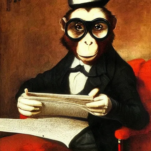 dapper monkey in a black formal suit, top hat, and red | Stable ...