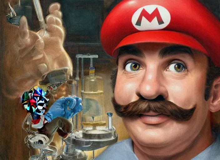 a highly detailed mario portrait of a dentist, james | Stable Diffusion ...