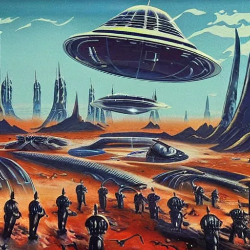 alien invasion of earth, 1 9 6 0 s scifi art style, | Stable Diffusion ...