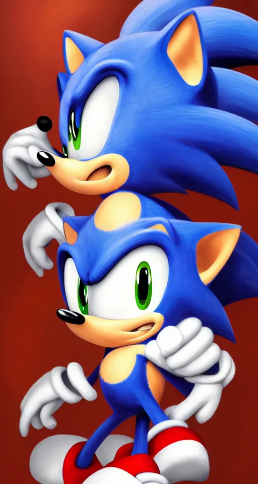 sonic the hedgehog studious portrait painting, | Stable Diffusion