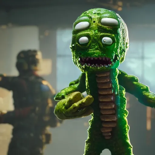 pickle rick in Gears of War, splash art, movie still, | Stable ...