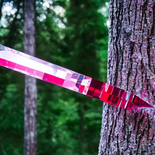 a crystal sword stuck in a red tree | Stable Diffusion | OpenArt