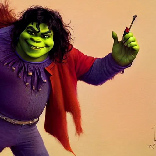 shrek as michael jackson doing the moonwalk, highly | Stable Diffusion