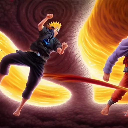 highly detailed painting of uzumaki naruto fighting a | Stable ...