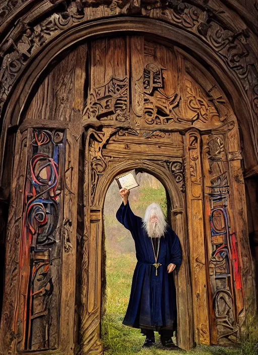 a beautiful painting of an old wizard holding a book | Stable Diffusion ...