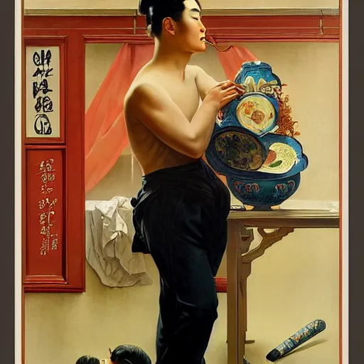 Beautiful painting of a masculine Asian prince with | Stable Diffusion ...