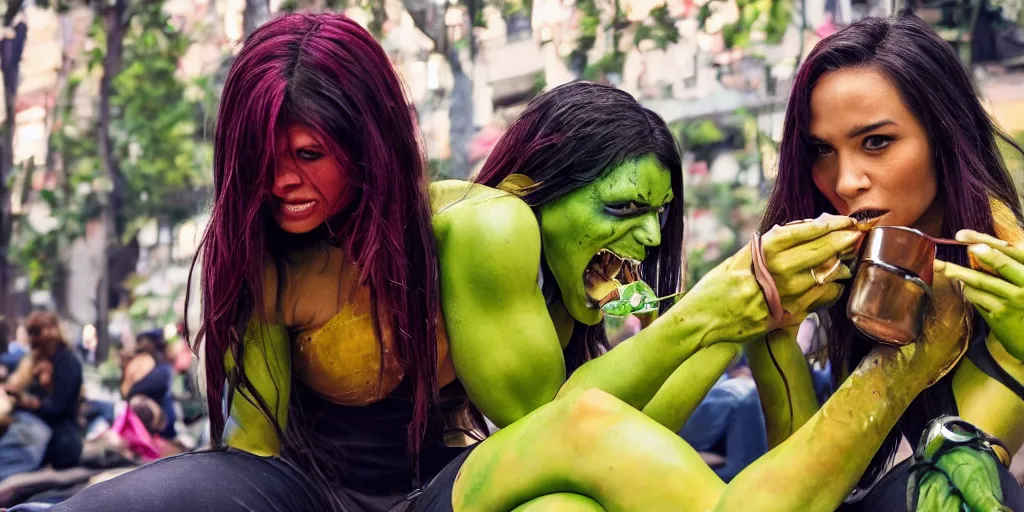 beautiful photograph of Zoe Zaldana as Gamora drinking | Stable ...