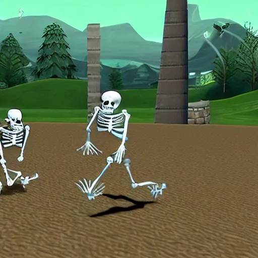 A gameplay screenshot of a skeleton (PS2, 2004) | Stable Diffusion ...