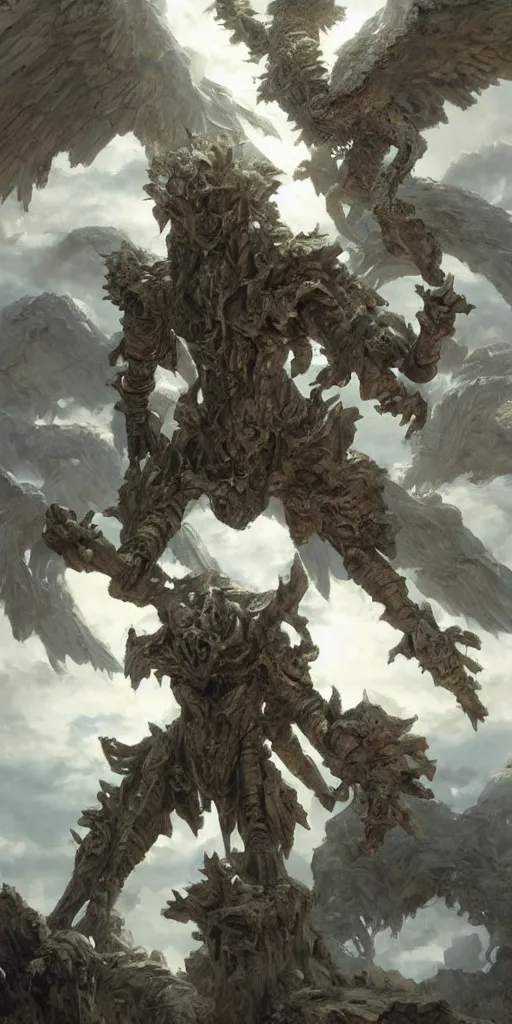 Art of beautiful angel rising above an ancient | Stable Diffusion | OpenArt