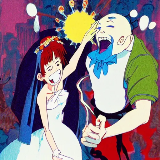 Anime bride screaming and slapping a groom, funny, | Stable Diffusion ...