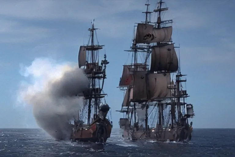 vfx movie pirate ships firing canons 8 5 mm by | Stable Diffusion | OpenArt