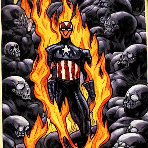 Black skeletons burning in white fire, hand drawn | Stable Diffusion ...