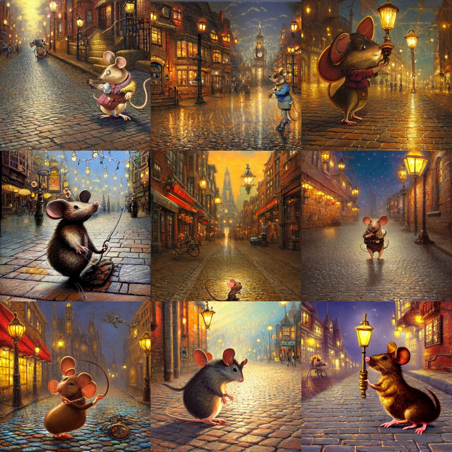 a beautiful painting of a steampunk mouse standing on | Stable ...