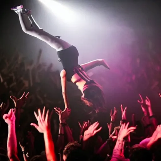 Ariana Grande doing a backflip in a the craziest punk | Stable Diffusion