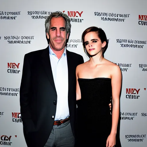 Emma Watson and Jeffrey Epstein at the stand up comedy | Stable Diffusion