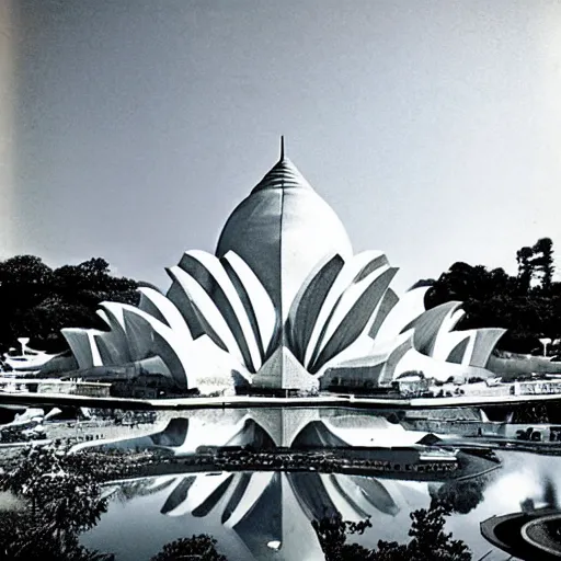 gold and white marble lotus temple, by buckminster | Stable Diffusion ...