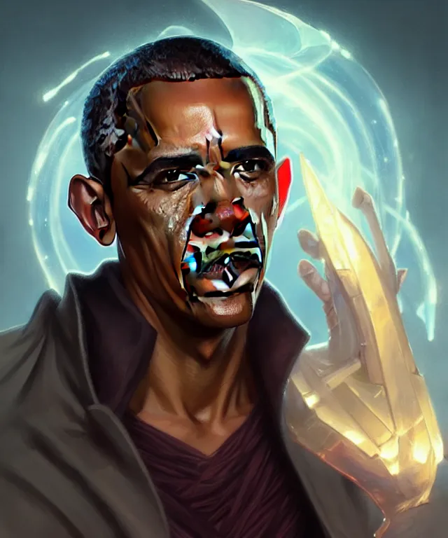 obama as a fantasy magic man portrait, sci - fi, amber | Stable Diffusion
