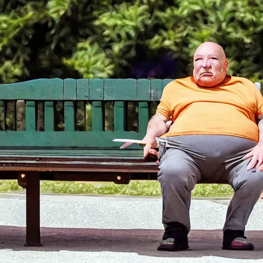 fat patrick stewart sitting on a bench eating tacos | Stable Diffusion