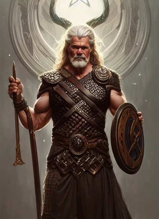 Portrait of Josh Brolin as Odin, D&D, muscular, | Stable Diffusion