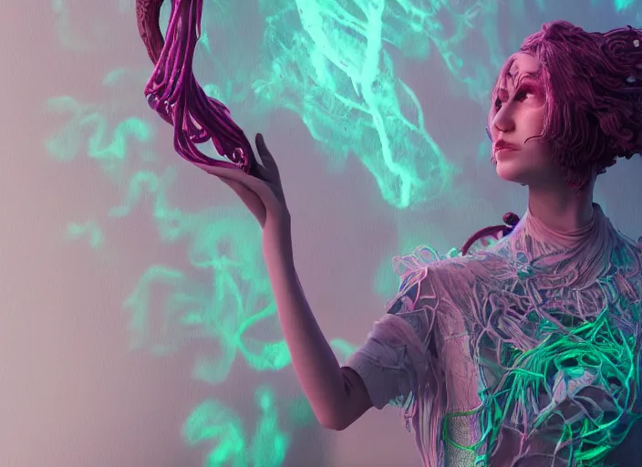 cthulhu inspired woman, clothes made out of flower, | Stable Diffusion ...