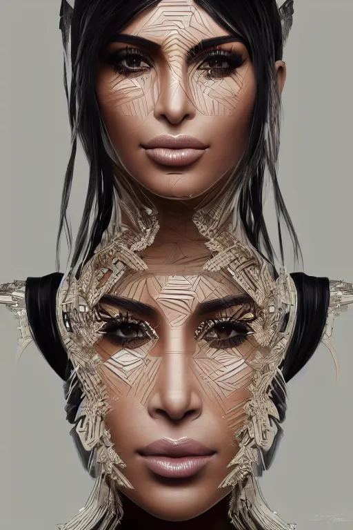 symmetry!! portrait of kim kardashian in the style of | Stable ...