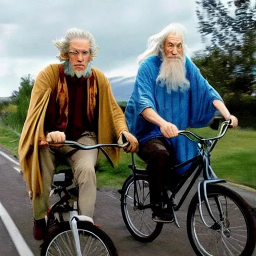 harry potter and gandalf riding a tandem bicycle | Stable Diffusion ...
