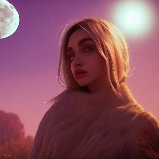 beautiful girl moon background, portrait character | Stable Diffusion ...