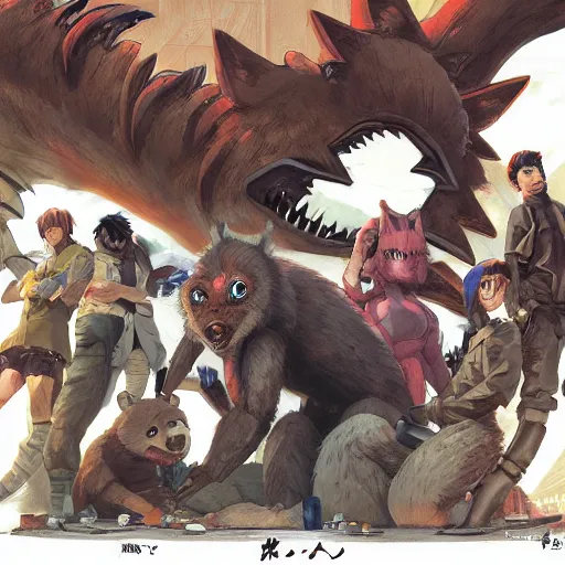 precisely drawn illustration of anime group of kobolds | Stable ...