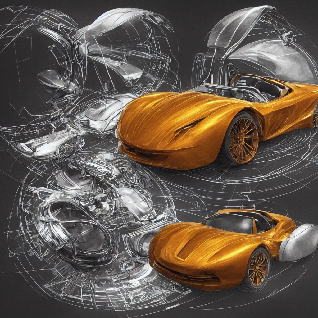 open top sports car shaped as time machine in latent | Stable Diffusion ...