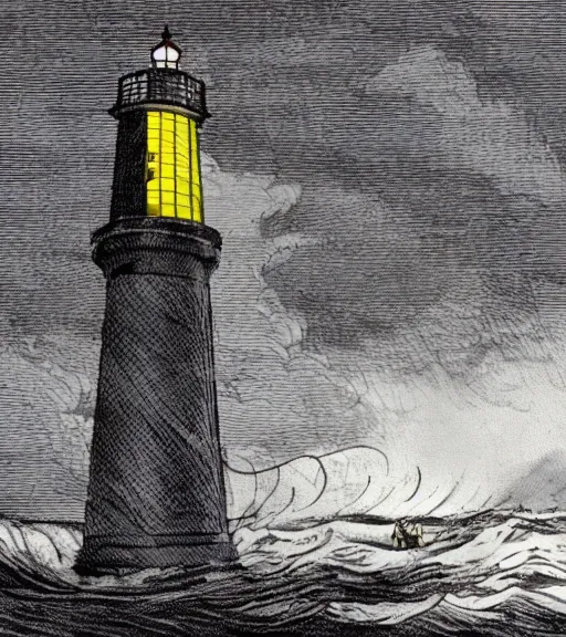 detailed illustration of a 1 8 th century lighthouse | Stable Diffusion ...