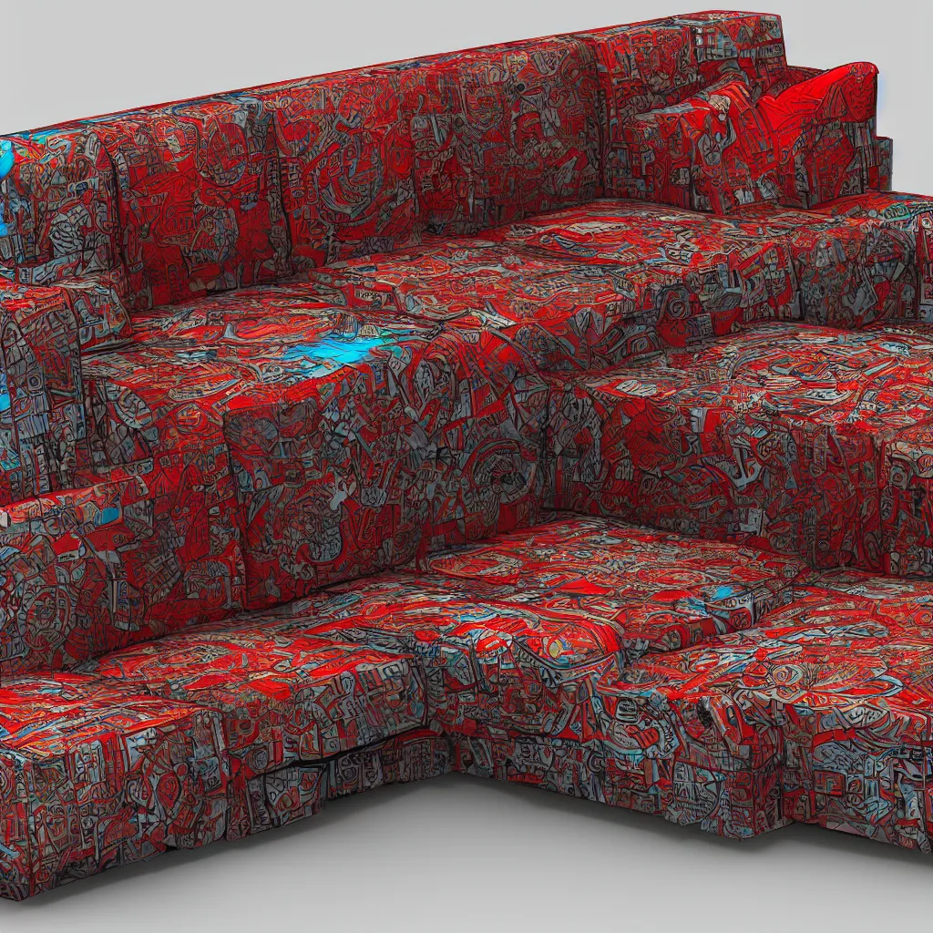 3 d render of a cool couch designed by shepard fairey | Stable Diffusion | OpenArt